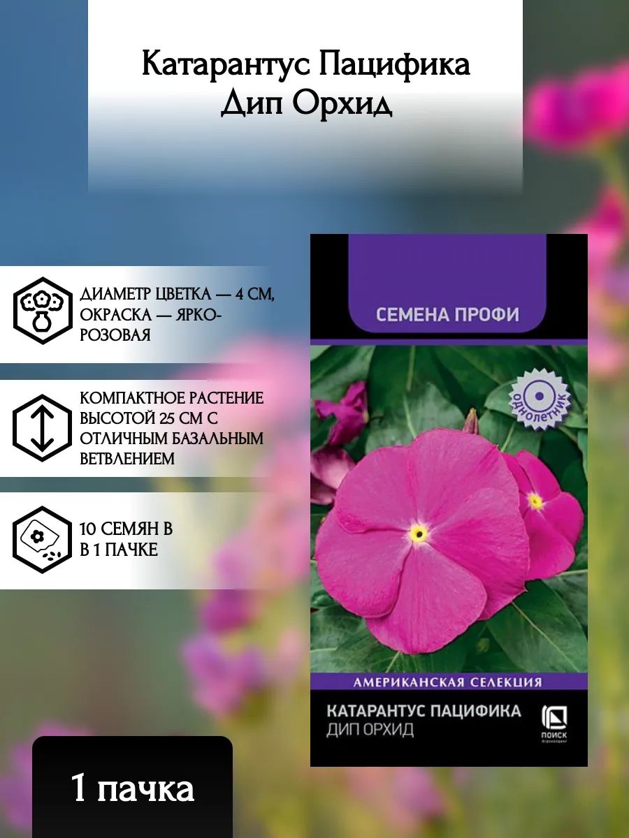 Семена, Катарантус Пацифика Дип Орхид, 1 пачка