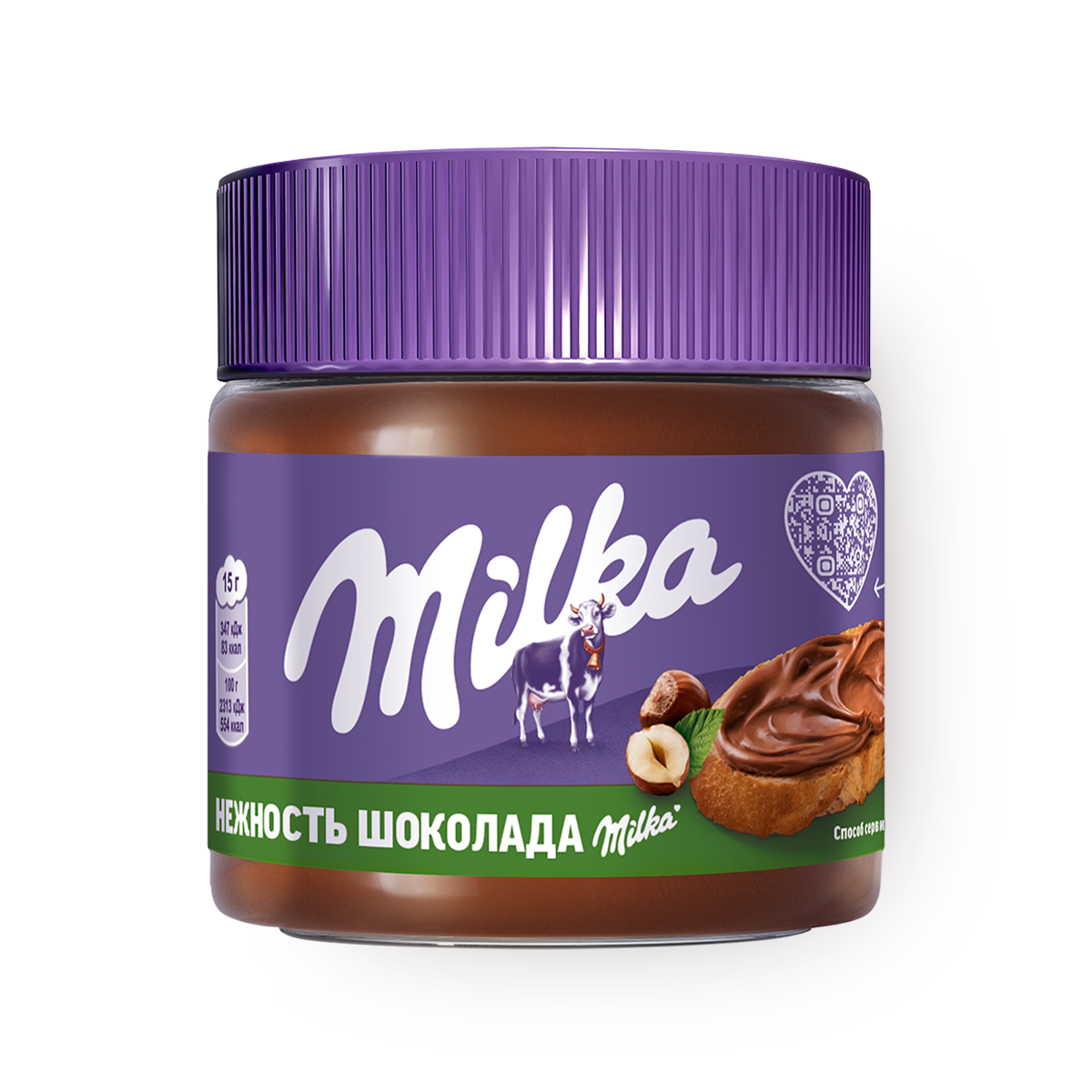 Паста ореховая Milka, с фундуком, 180 граммов, 554 ккал/100гр, 1 шт.