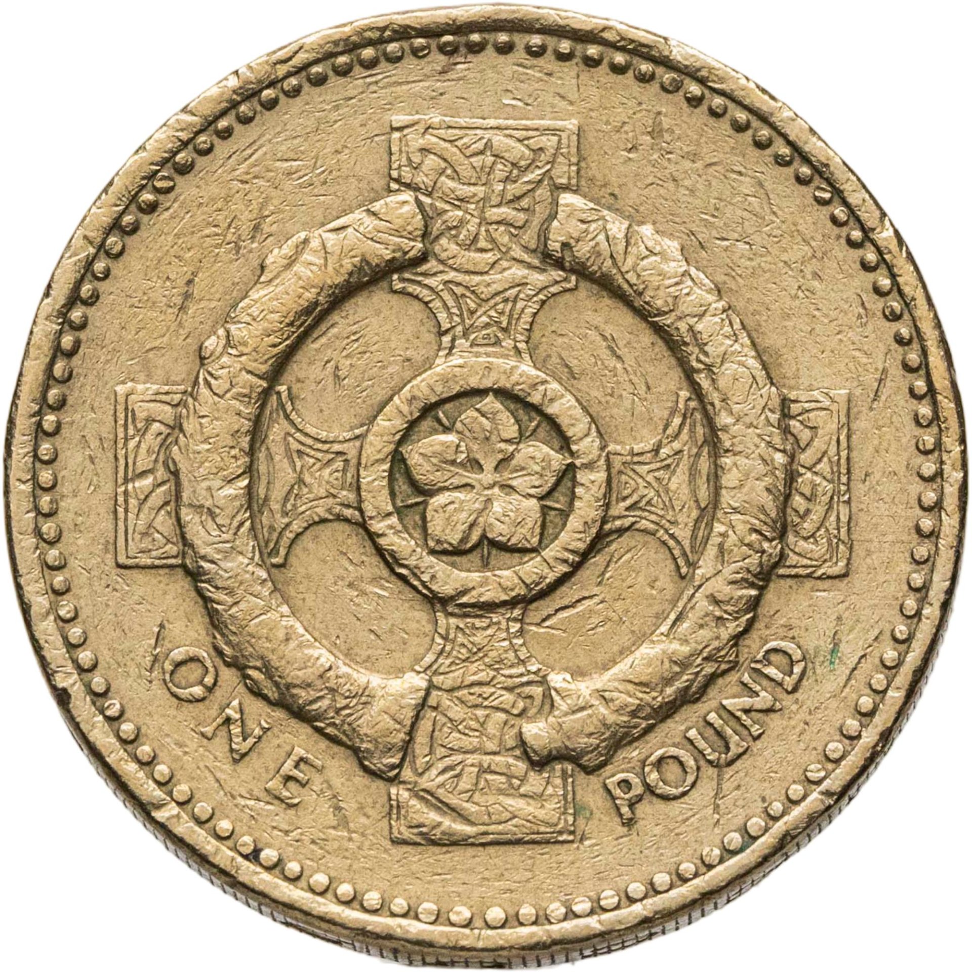 Великобритания 1 фунт pound 1996, Латунь, в сохранности VF