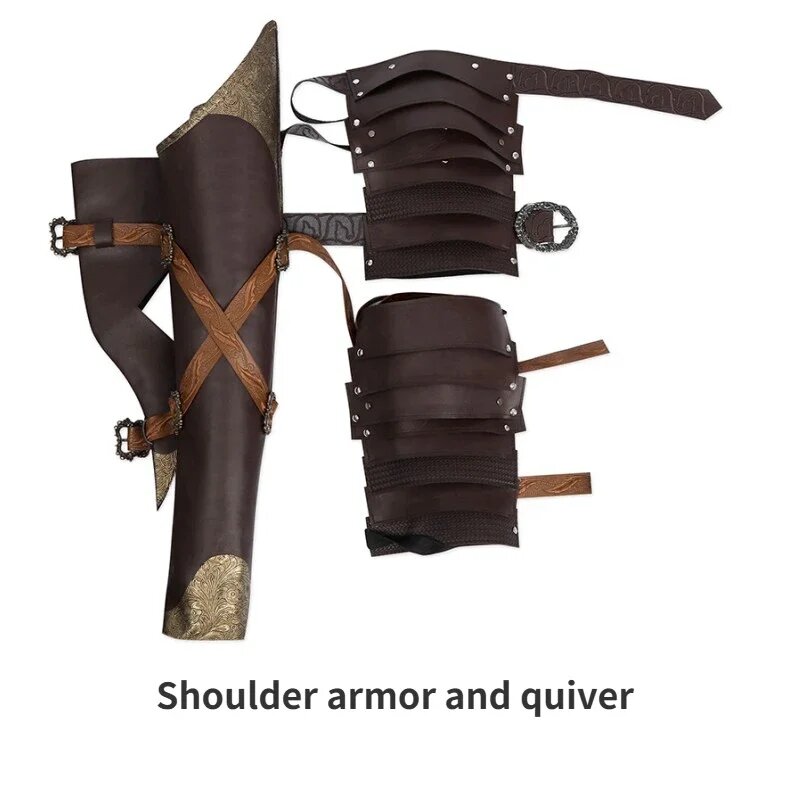 Костюм Леголаса из полиэстера и спандекса SZBRLL Коричневый, S, Shoulder pads quiver