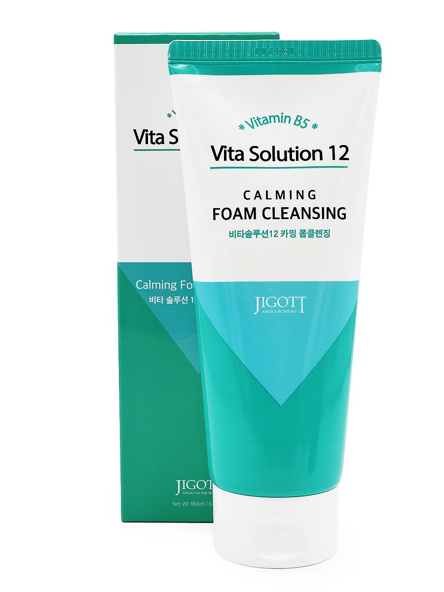 Jigott Пенка для умывания успокаивающая B5 Vita Solution 12 Calming Foam Cleansing, 180 мл, средства для ухода за лицом