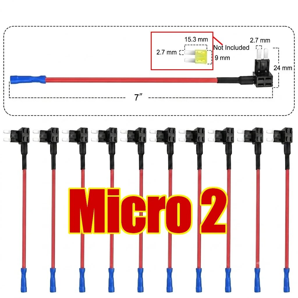 10 шт. 12В держателей предохранителей с адаптером-разветвителем Micro2 Mini Standard 10pcs Micro 2