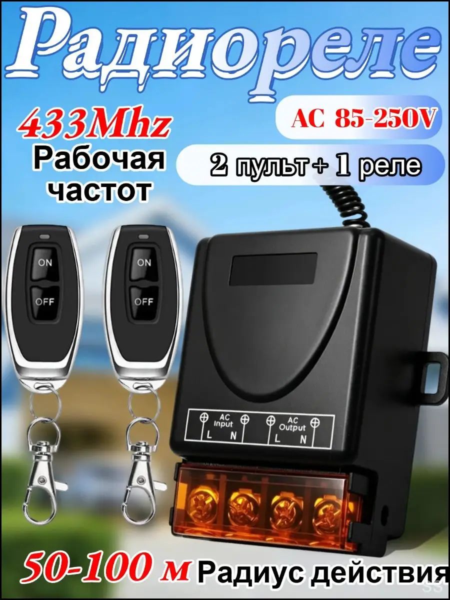 Пульт управления гаражными воротами 433 МГц 220 В, с одним реле и двумя пультами