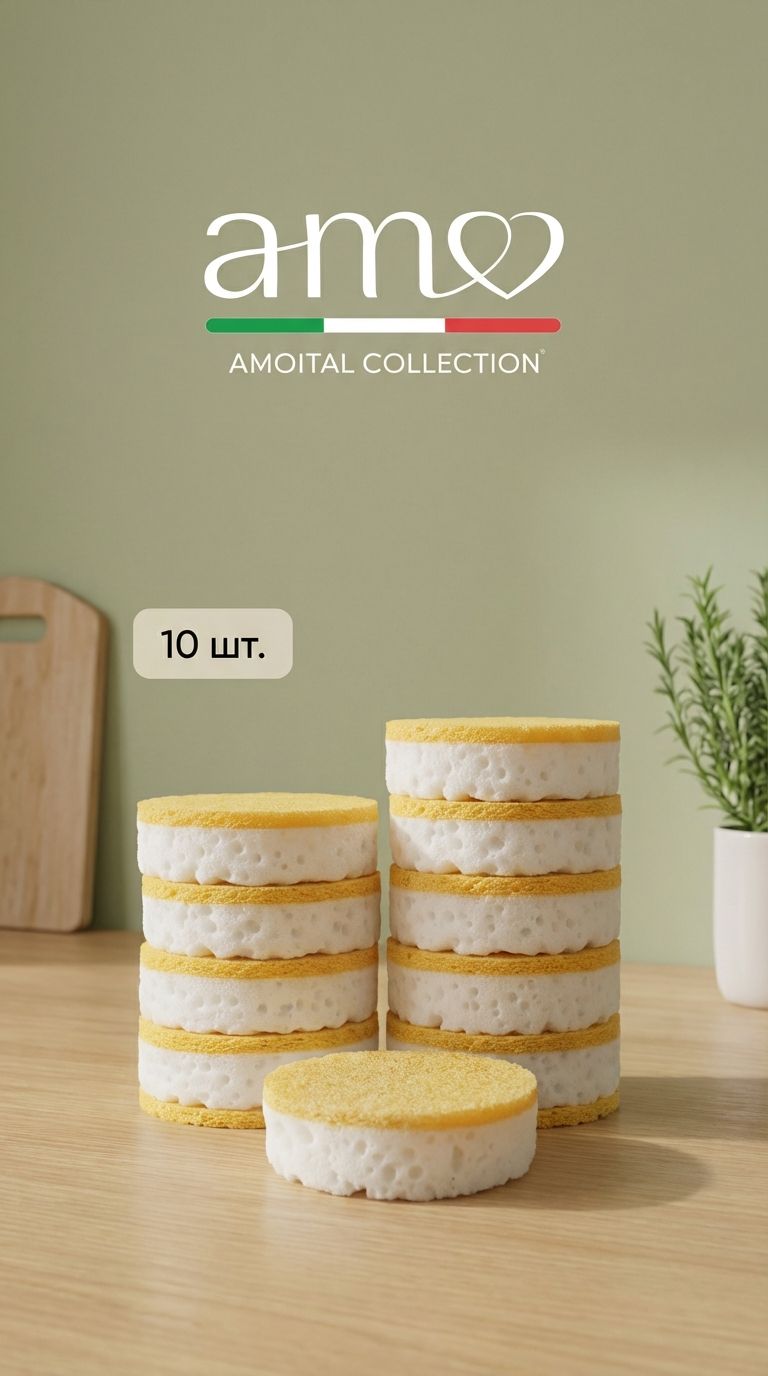 Губки для мытья посуды 10 шт.