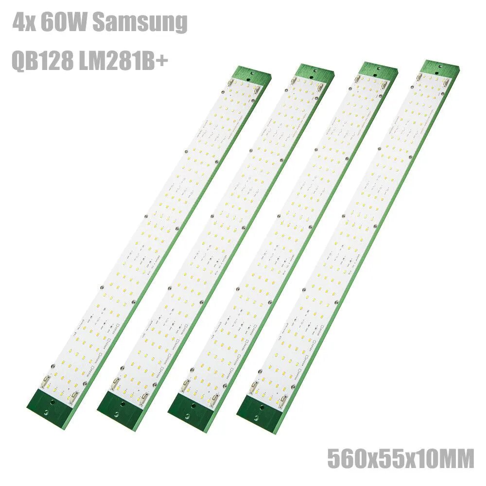 4 штуки 60W Samsung LM281B квантовая светодиодная полоса для выращивания 3000K 5000K 660 нм УФ ИК полный спектр с зеленым алюминиевым радиатором