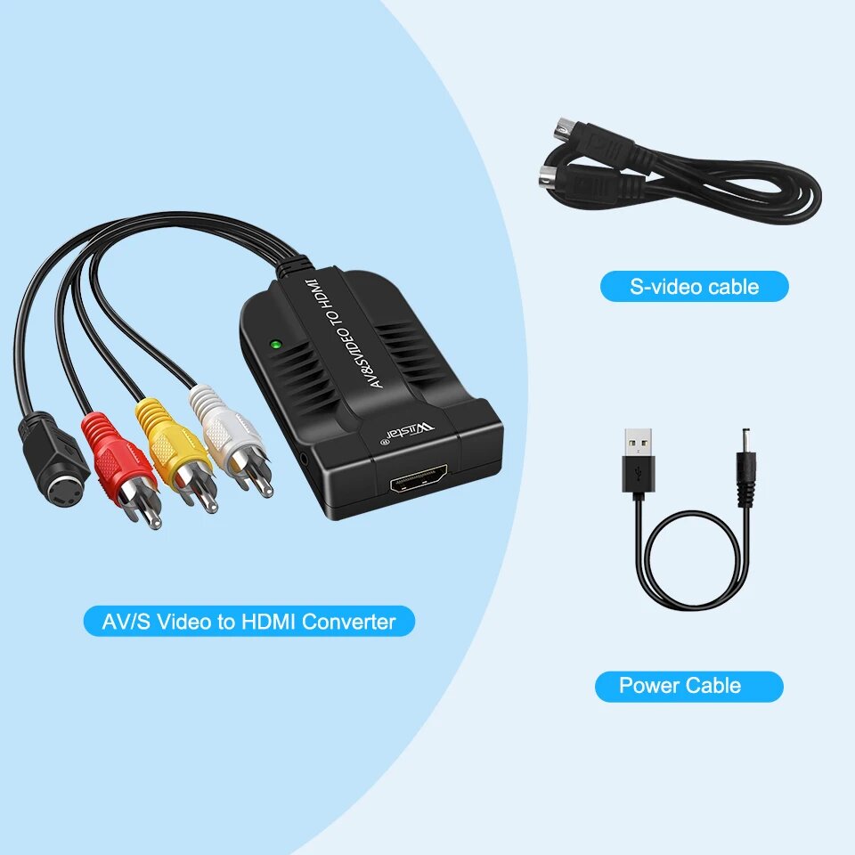 Wiistar AV/S-Video to HDMI Конвертер 1080P ADD 2 CABLE