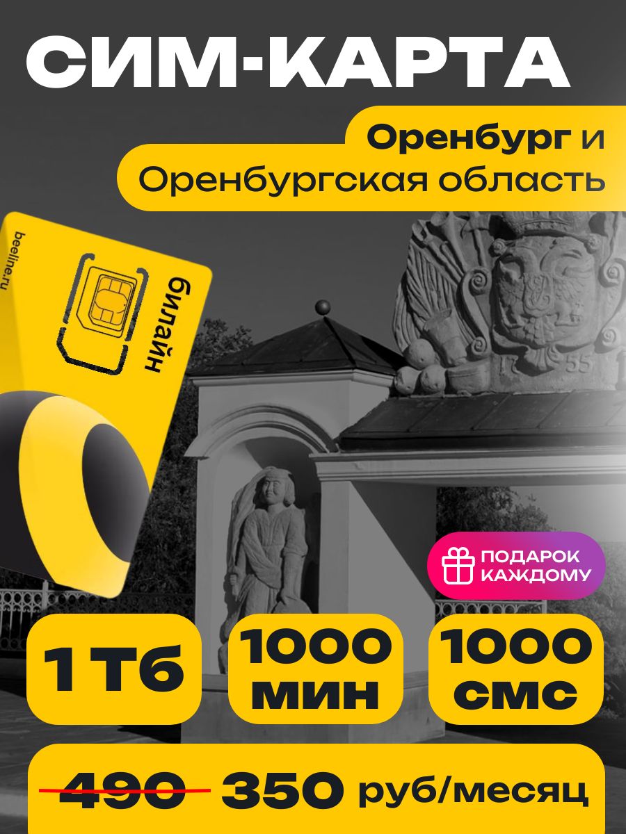 Сим-карта Билайн тариф Выгодный Оренбургская область 1000 Гб и 1000 минут за 350 руб.