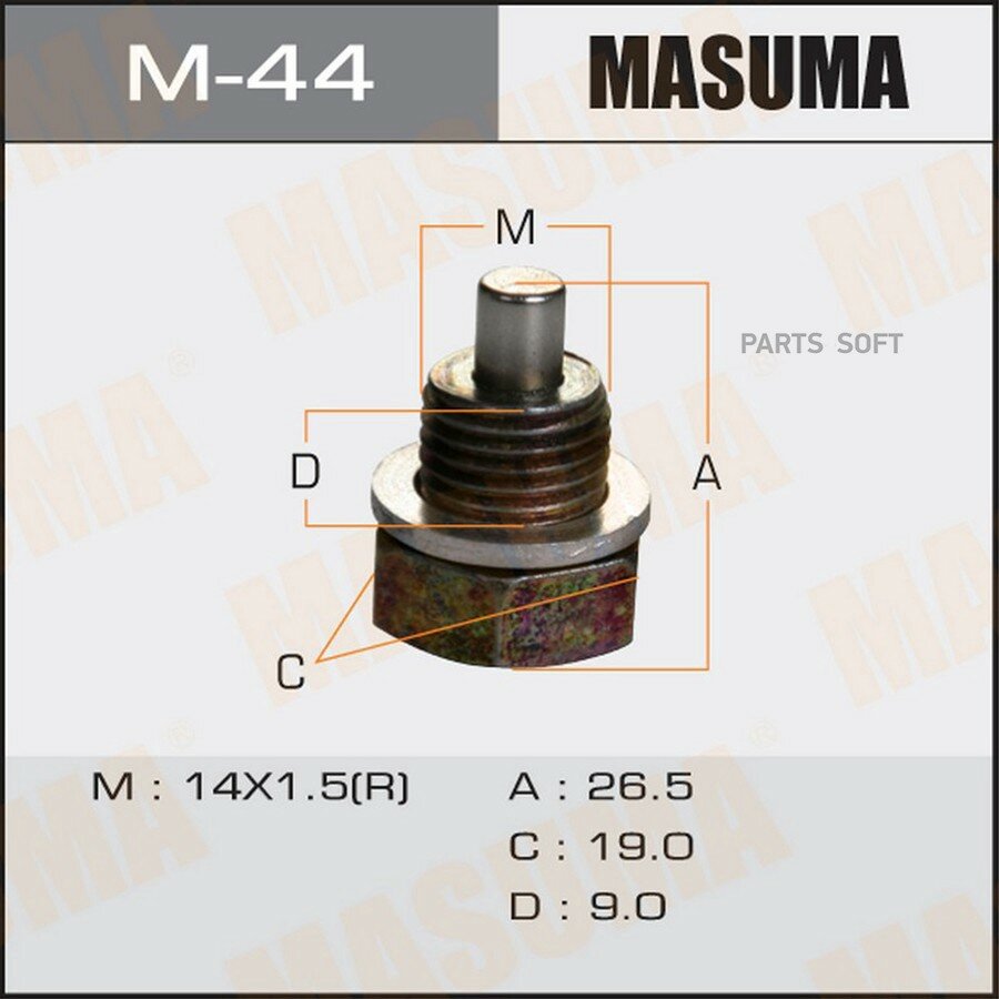 Болт слива масла М14x1,5 с магнитом Mazda Masuma MASUMA M44 | цена за 1 шт