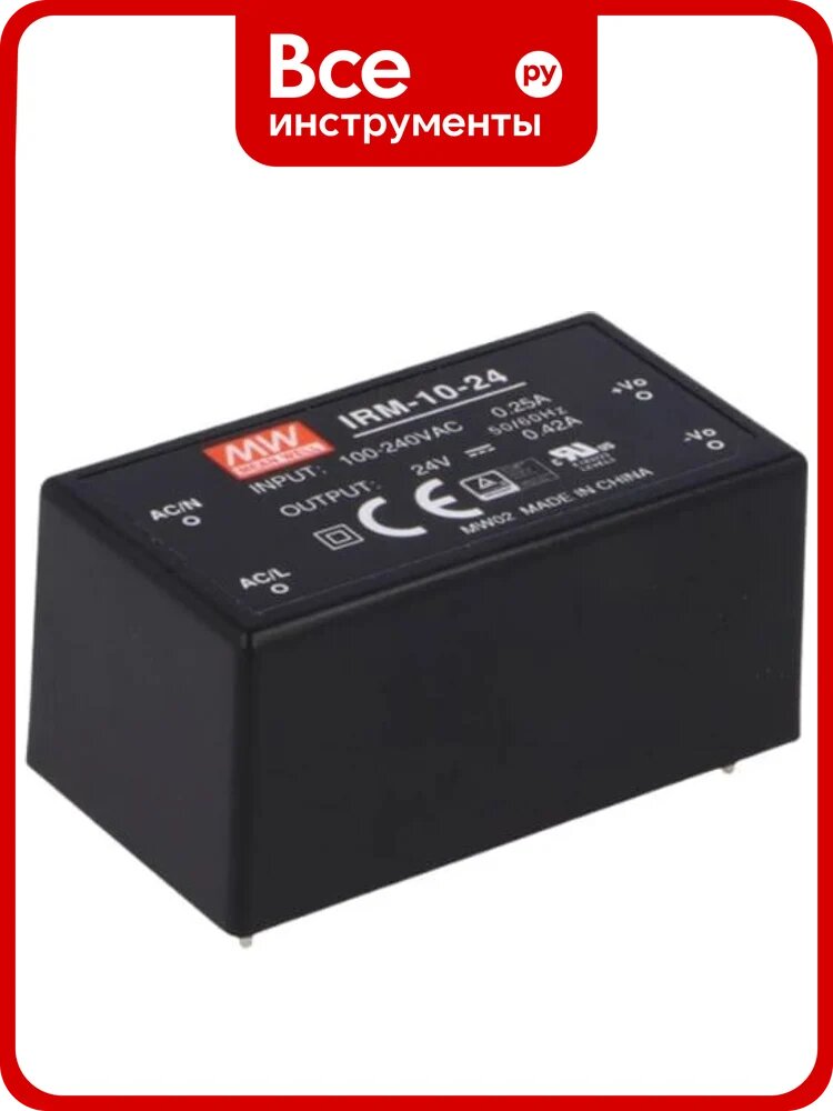 Блок питания на печатную плату Mean Well IRM-10-24, AC/DC 10 Вт 24 В, 1202381