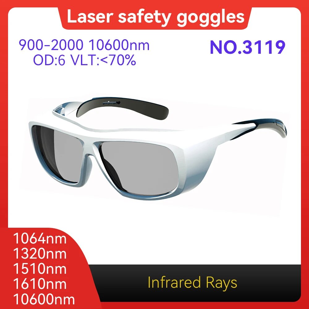 Защитные очки Laser safety goggles 900-2000 10600nm Model 3119 White