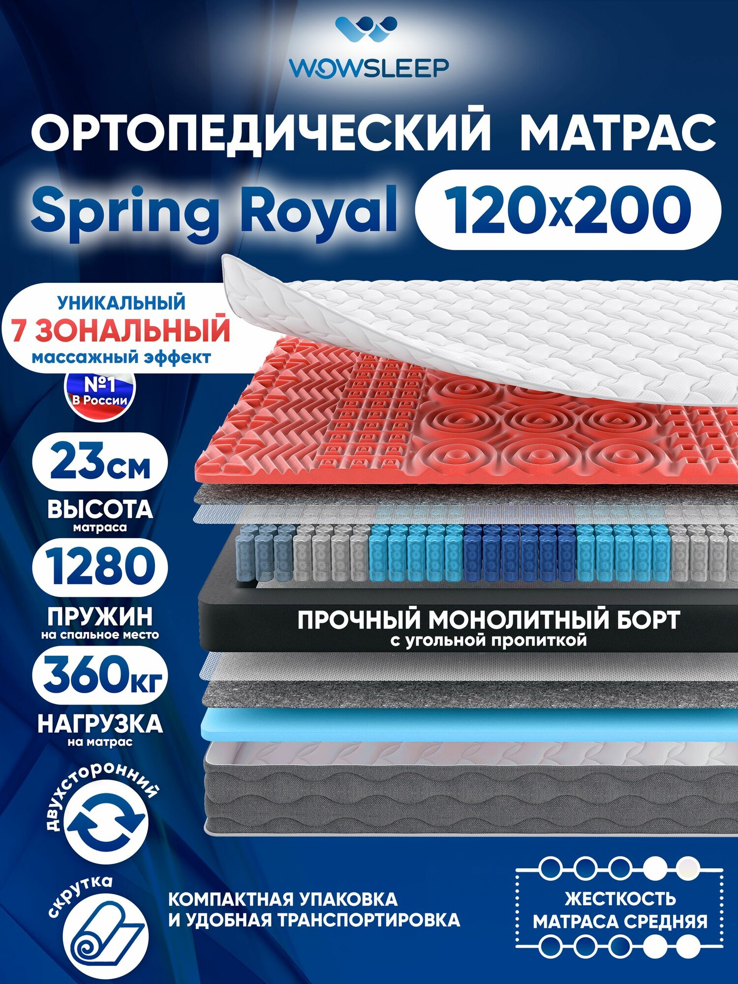 WOWSLEEP Матрас, Независимые пружины, 120х200 см