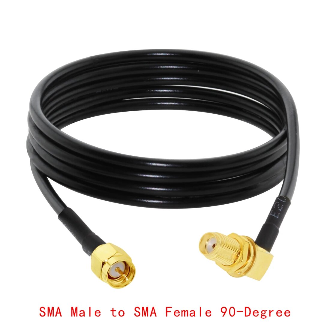 Кабель SMA Male - SMA Female 90° RG174, 10см, черный