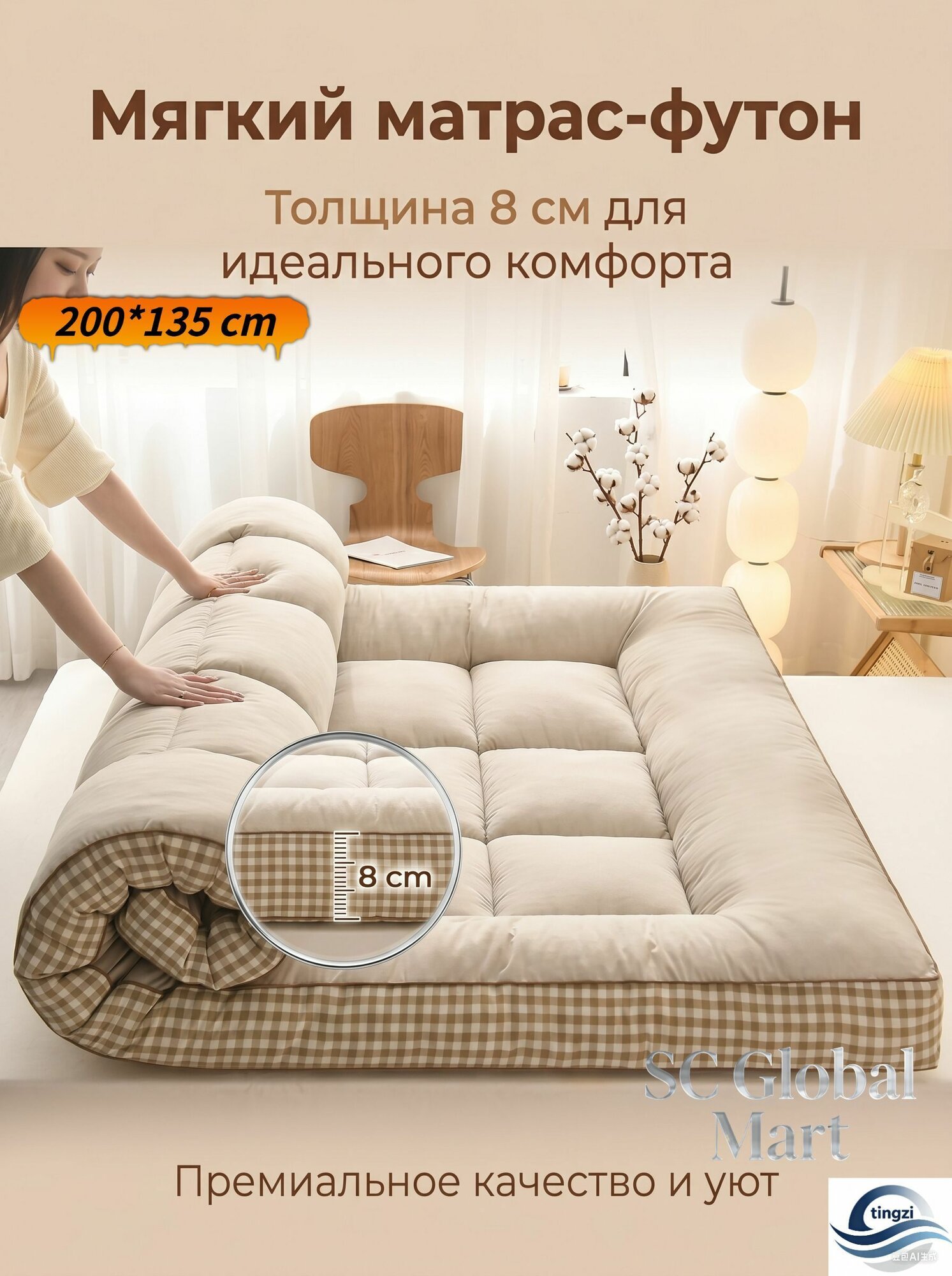 Матрас, Беспружинный, 135х200 см
