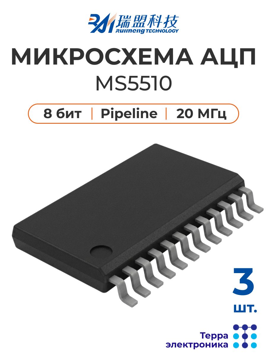 Микросхема АЦП MS5510 (3 шт.) Pipeline 20 МГц 8 бит RUIMENG