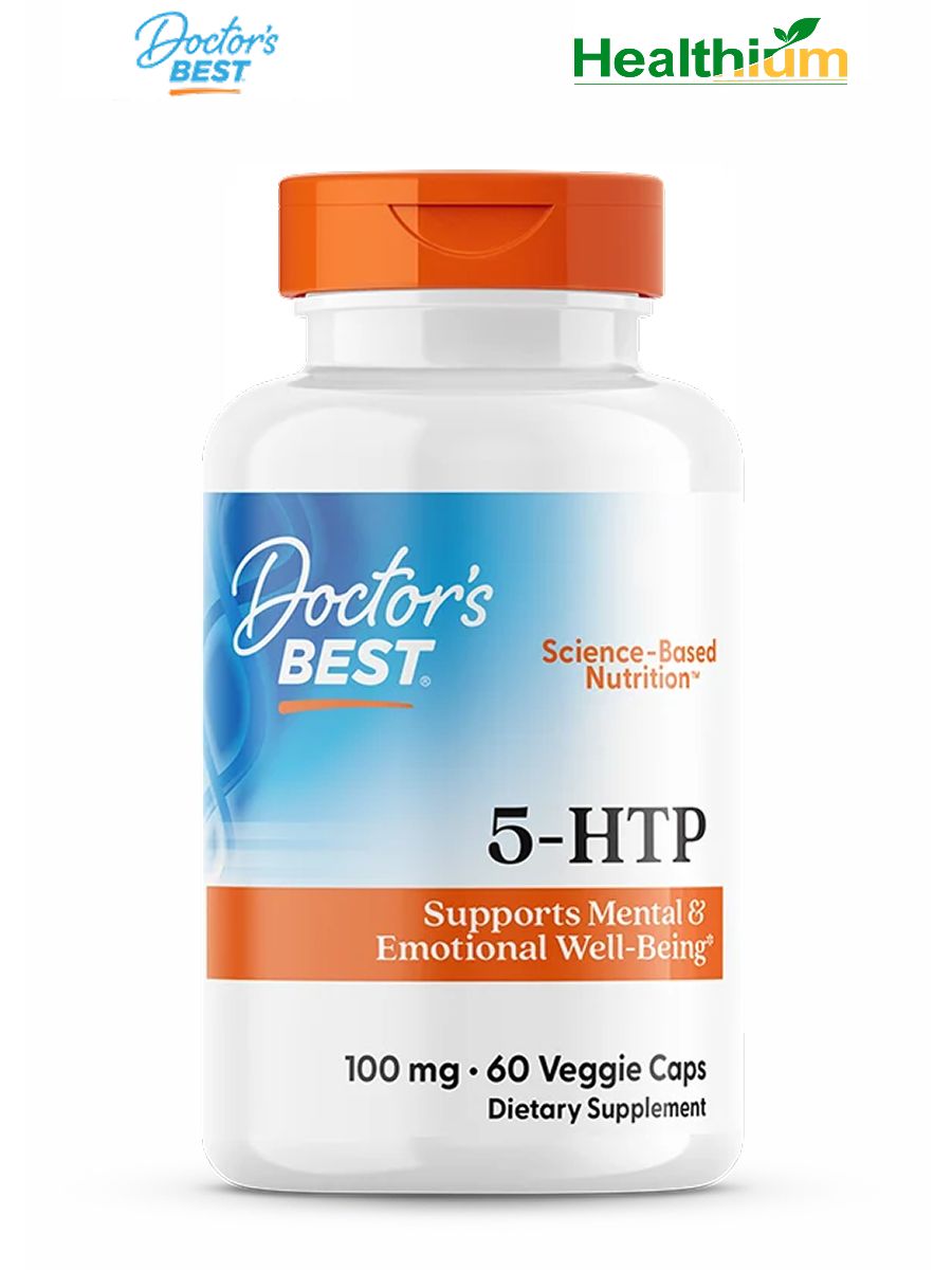 Doctor's Best 5-HTP 100мг 60 капсул L-триптофан для нервной системы, настроения и расслабления