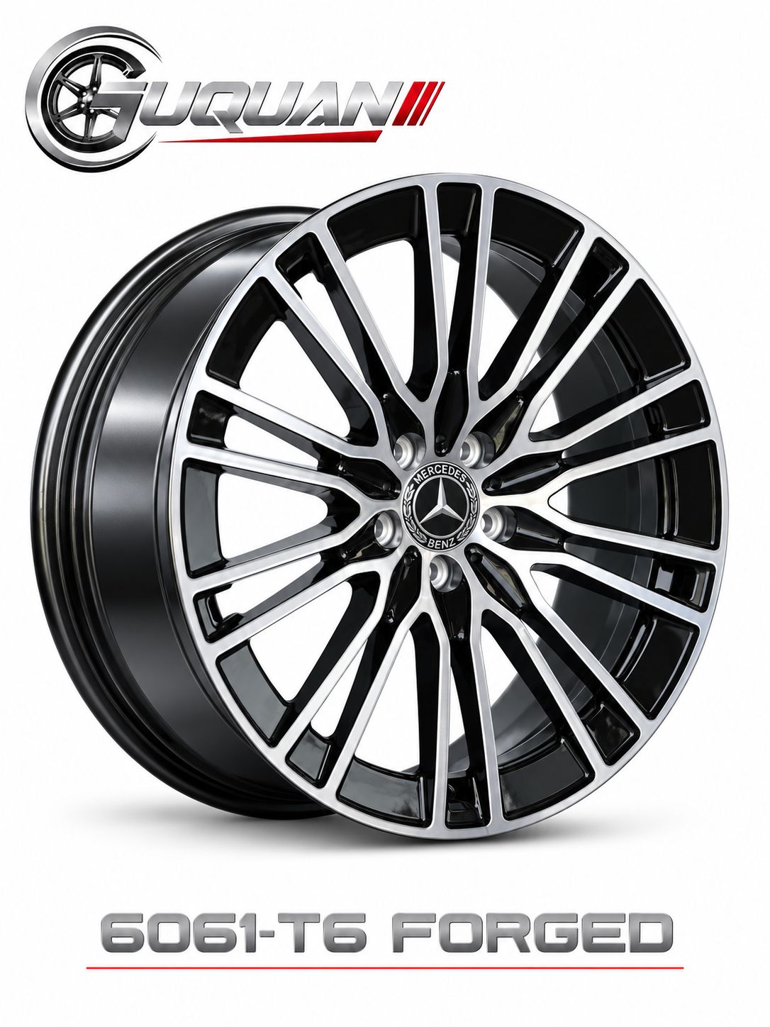 Кованый колесный диск ABW 3219E1995-3 R19 9.5J ET35 5x120, глянцевый черный с проточенной лицевой поверхностью