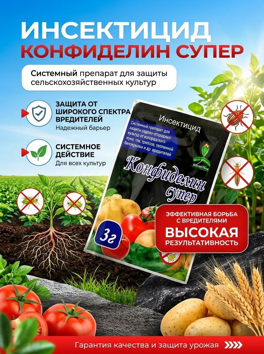 Конфиделин супер 3г-системный инсектицид для борьбы с вредителями сада и огорода.