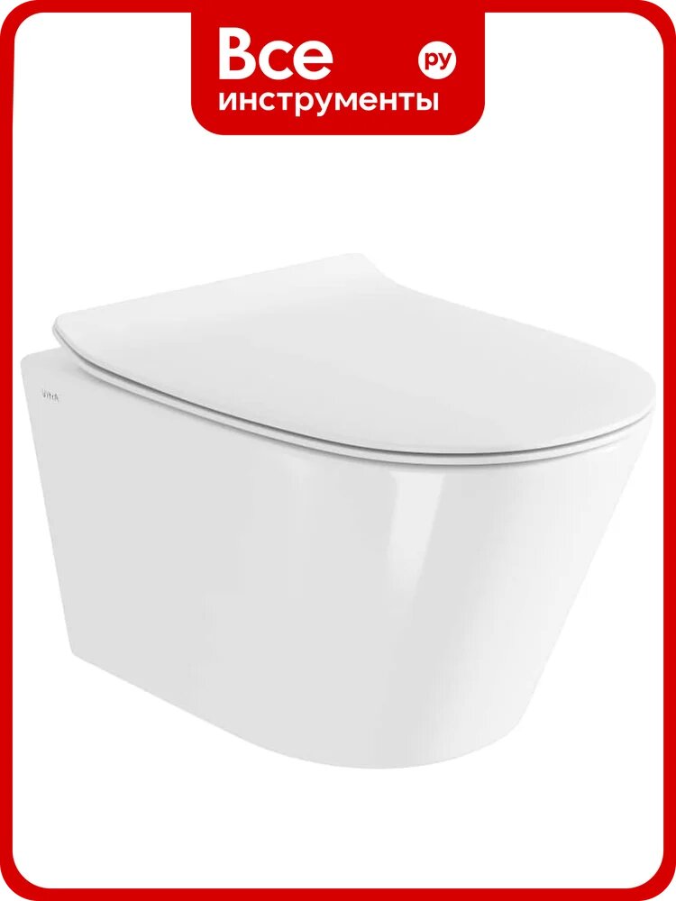 Подвесной унитаз Vitra M50 безободковый VortexFlush с сиденьем микролифт дюропласт белый санитарный фарфор 8302B003-6404