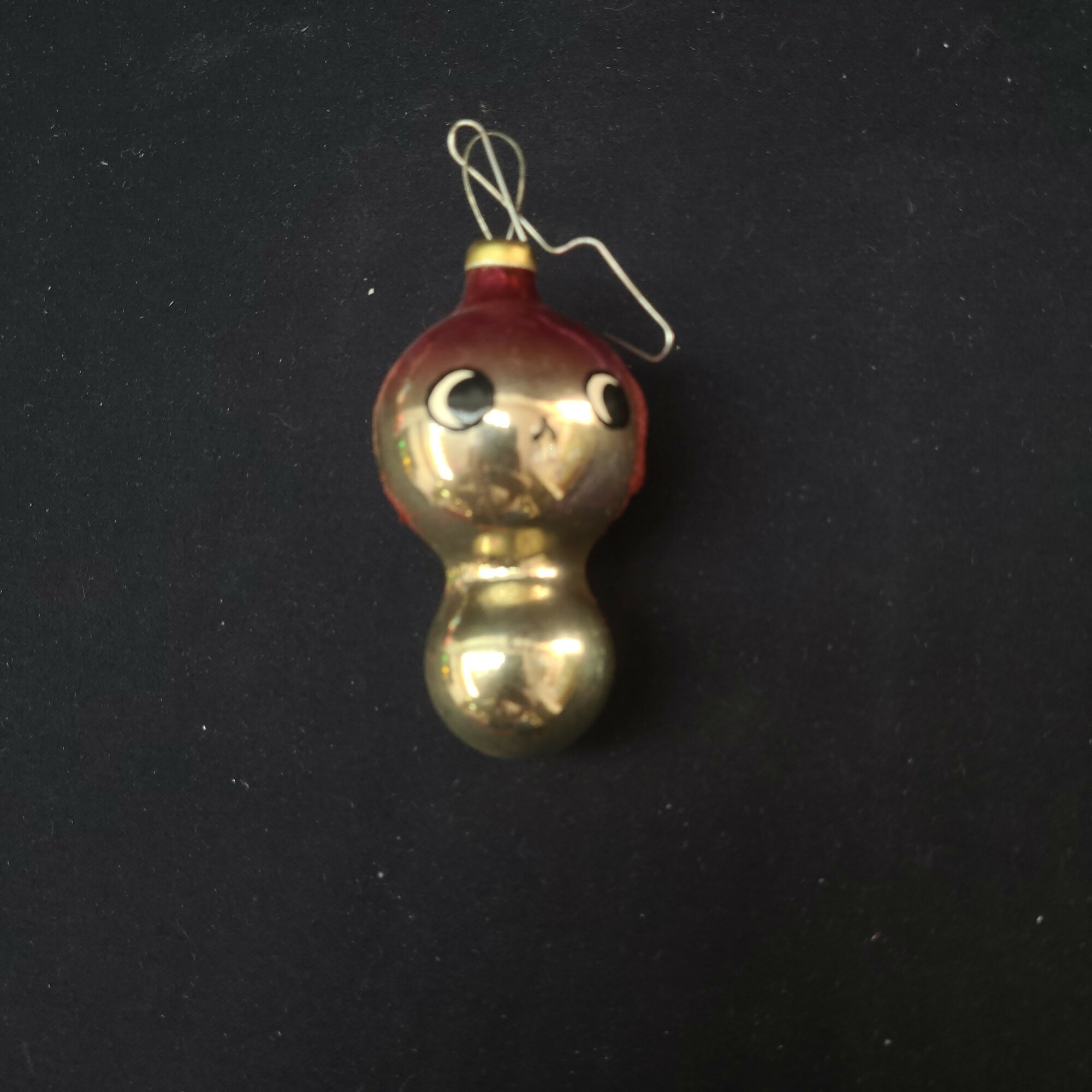 Елочная игрушка винтажная, СССР. Стеклянная фигурка Чиполлино с росписью лица