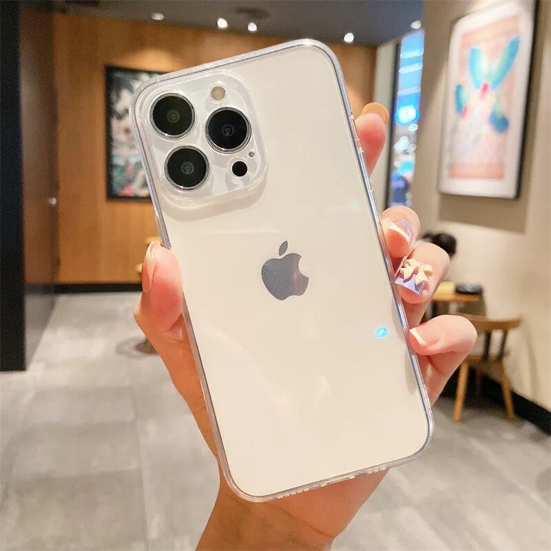 Прозрачный чехол с краевым дизайном для iPhone 13, полная защита объектива, мягкий силикон