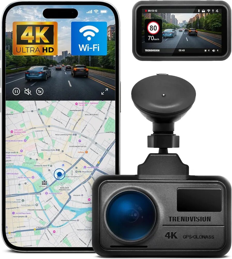 Видеорегистратор TrendVision TDR-725 Real 4K 2160p Wi-Fi GPS/Глонасс