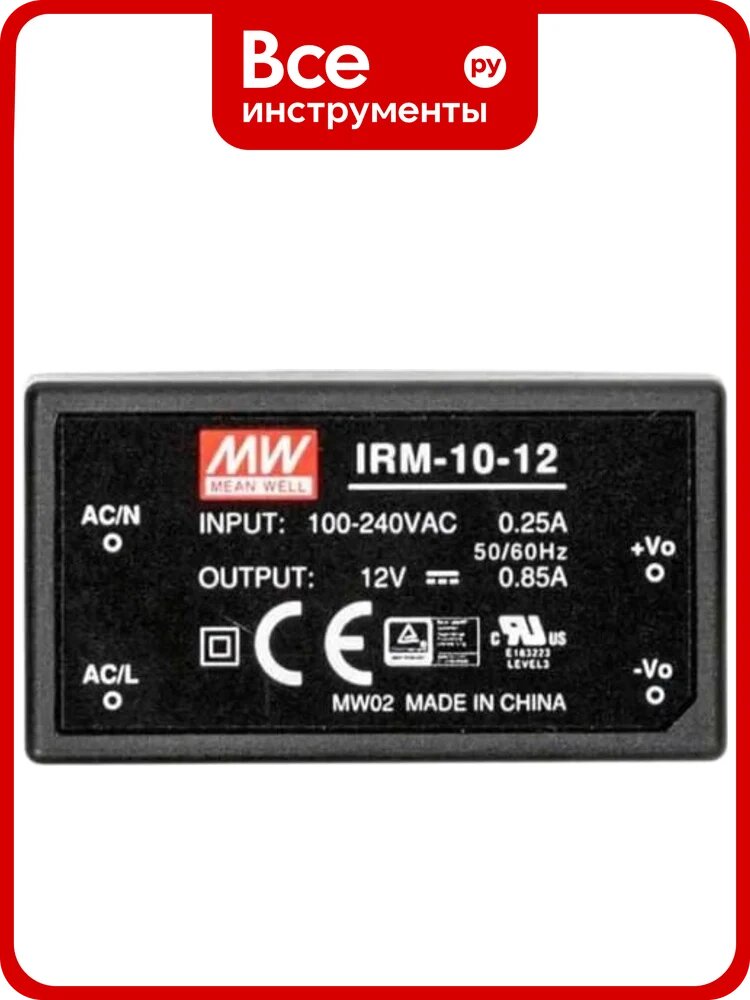 Блок питания на печатную плату MEAN WELL IRM-10-12 AC/DC 10 Вт 12 В 1202375