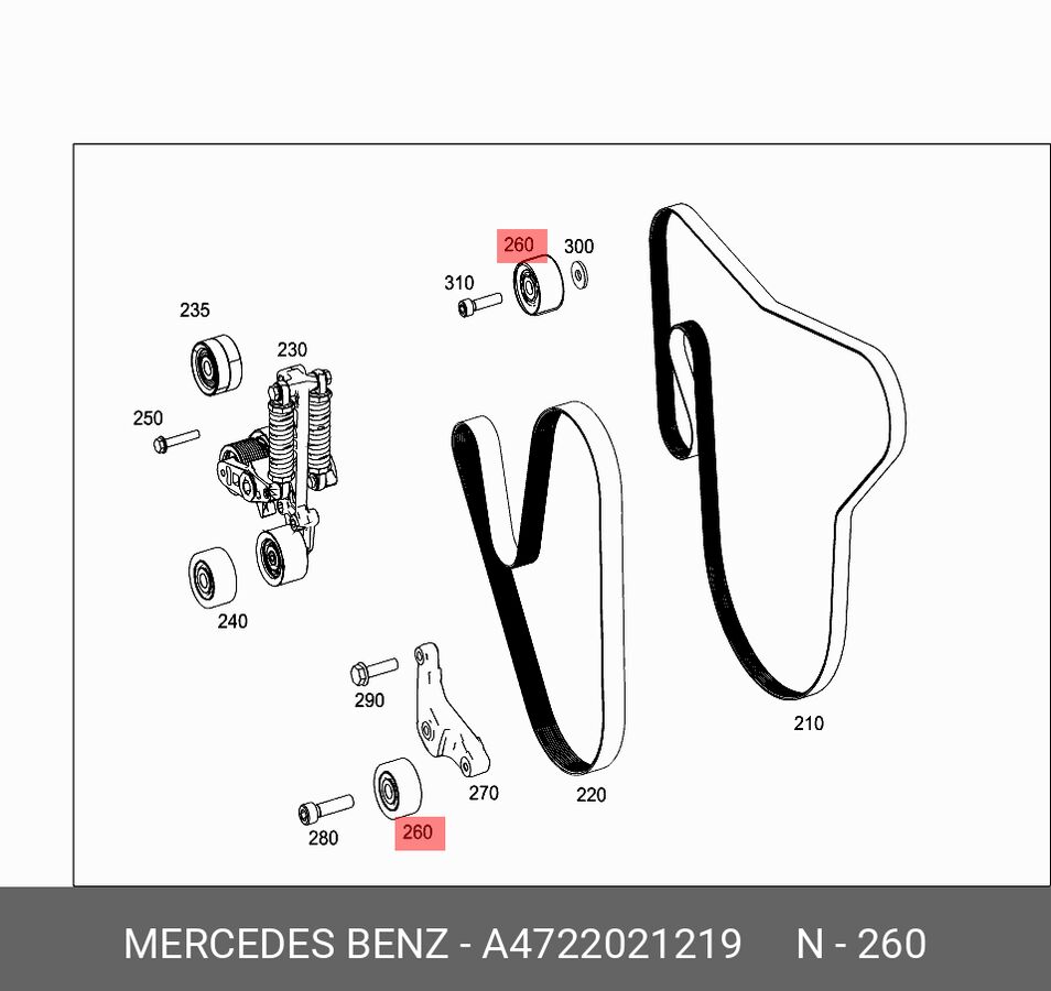 Ролик обводной mercedes-benz (Mercedes 4722021219)