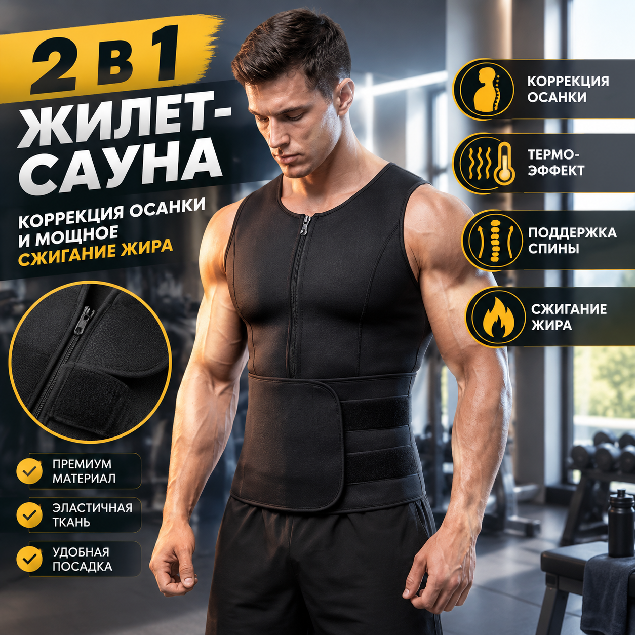 Мужской неопреновый пояс для похудения, XL, усиливает потоотделение, сжигает жир, для дома и тренировок