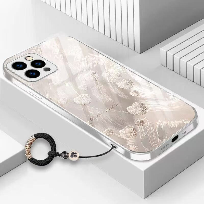 Чехол для смартфона с сердечным узором и кольцом-держателем, серебристый, для смартфонов 13 Pro
