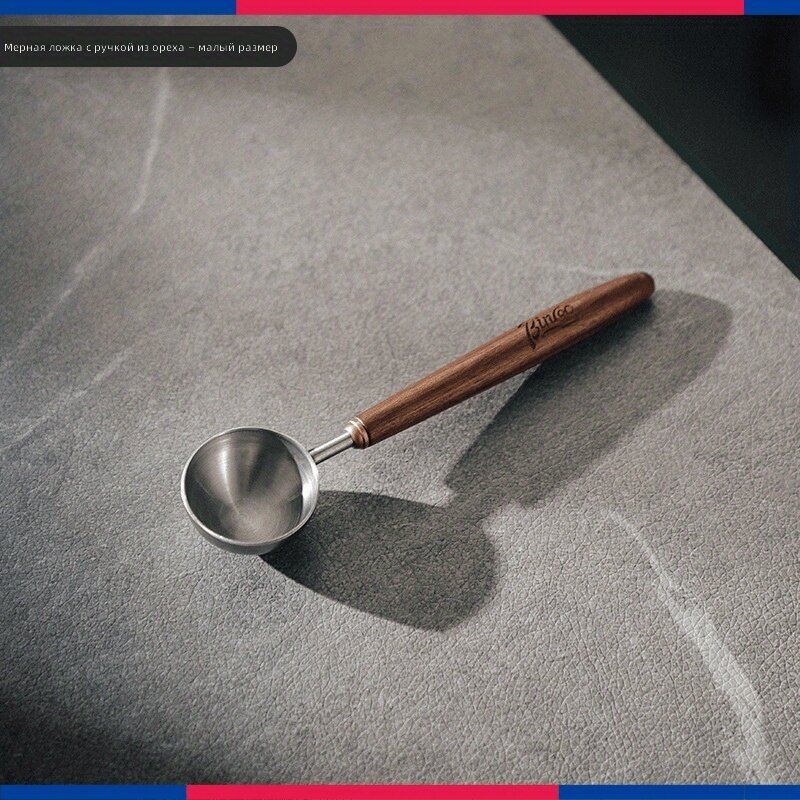 Длинная мерная ложка для кофе из нержавеющей стали с деревянной рукояткой из ореха, для молотого и зернового кофе, маленький размер