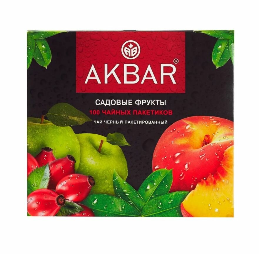 Akbar Чай черный Садовые фрукты, 100 пак
