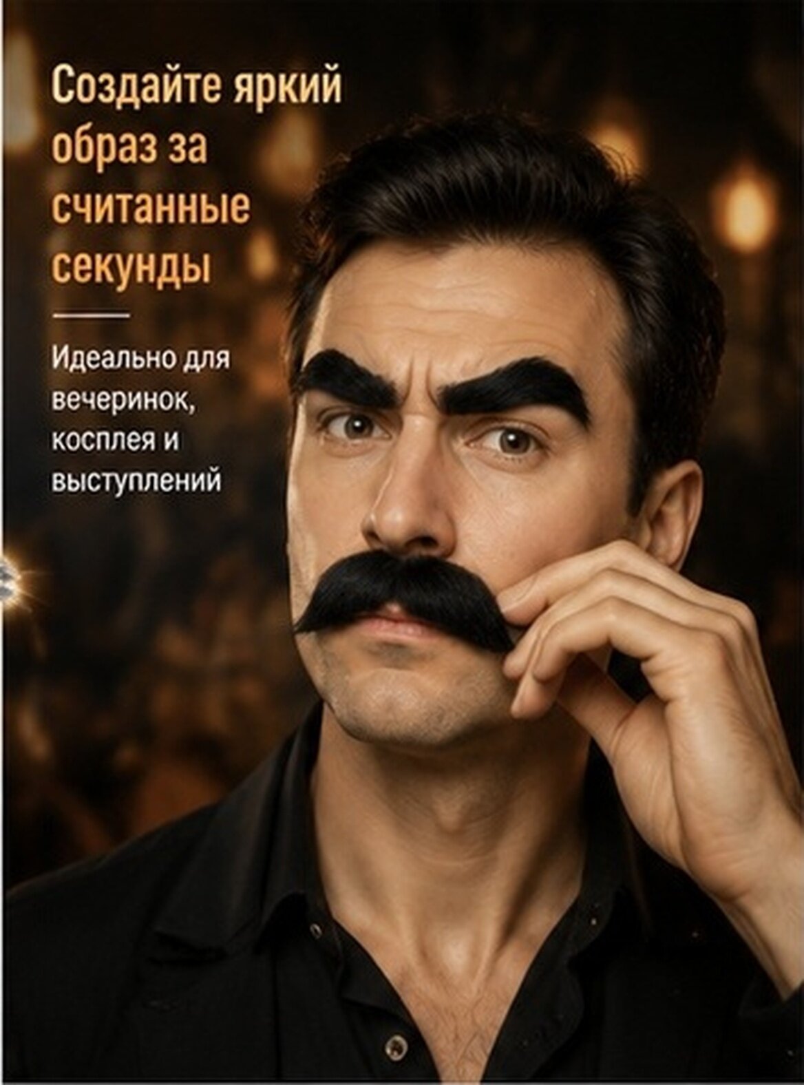 Набор Из 3 Штук Реалистичные Фальшивые Усы И Брови Самоклеющиеся Костюмные Бороды Для Хэллоуина 14.00X14.00X1.00Cm