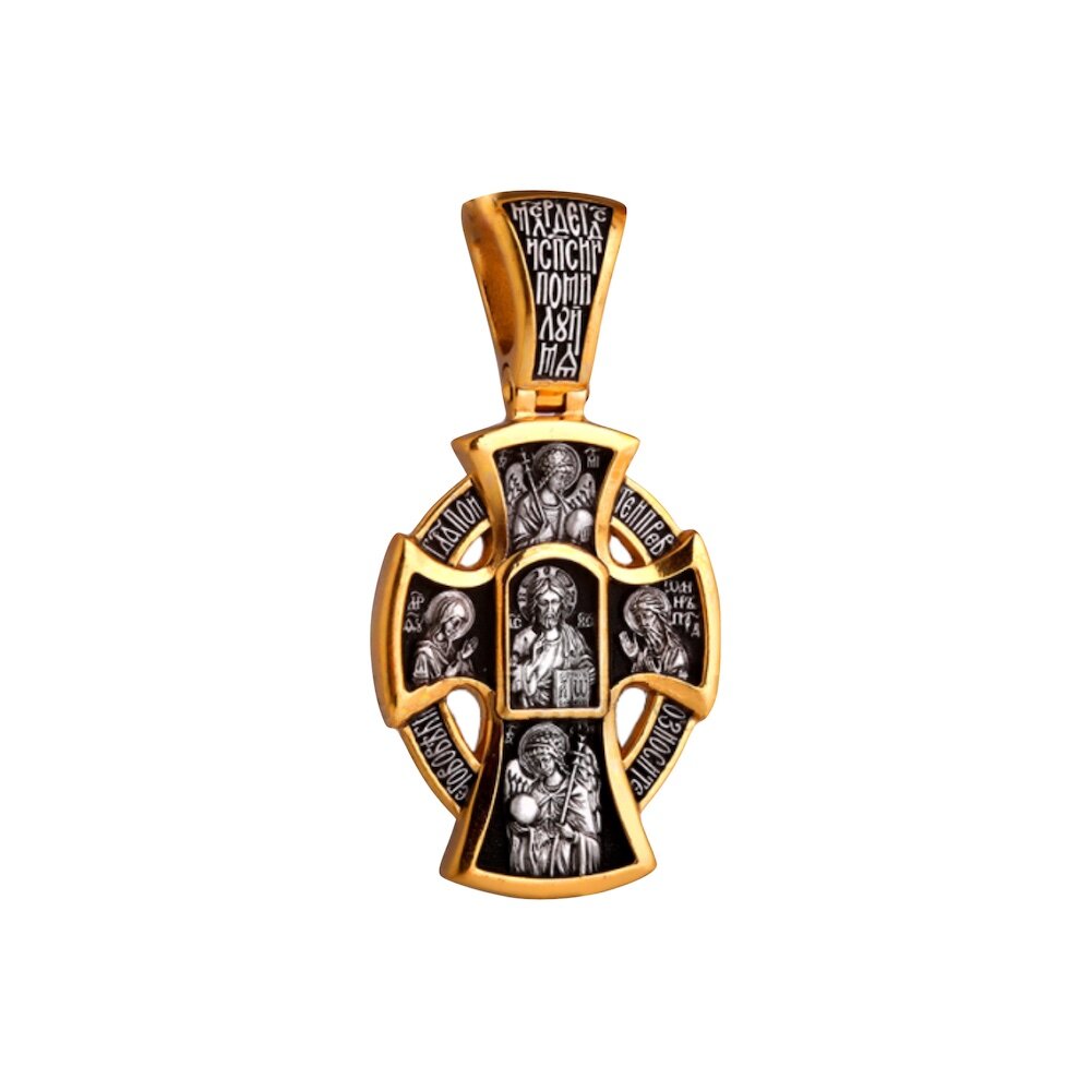 Крестик Даръ, серебро, 925 проба, золочение, чернение