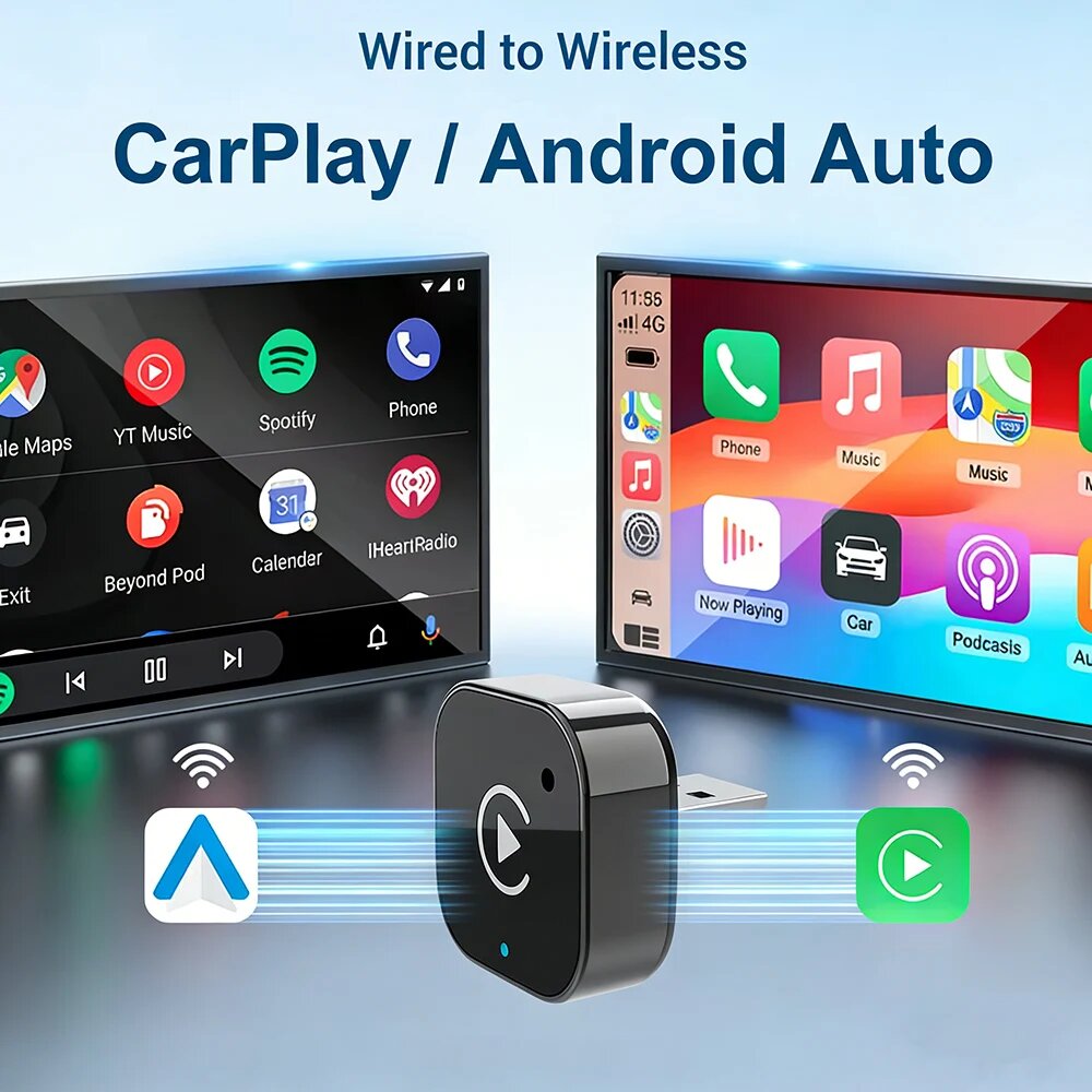 Беспроводной Адаптер CarPlay 2-в-1 Для Apple iPhone И Android: Преобразует Проводное Подключение В Беспроводное (донгл) Для М.