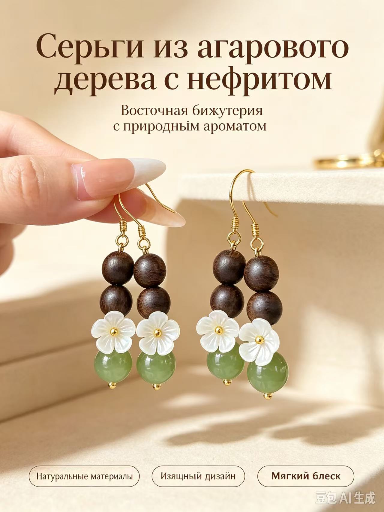 Серьги, green — фото 1