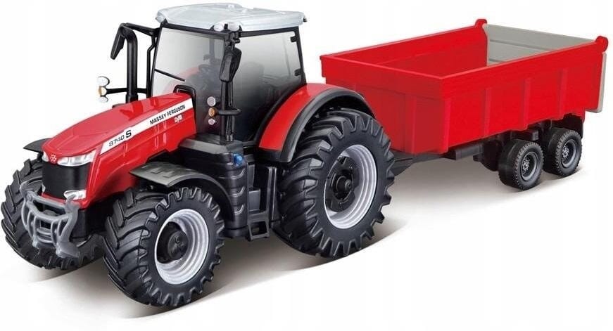 Игрушечная машинка Bburago Farm Tractor Ferguson 8740S с опрокидывающимся кузовом, красный, масштаб 1:32