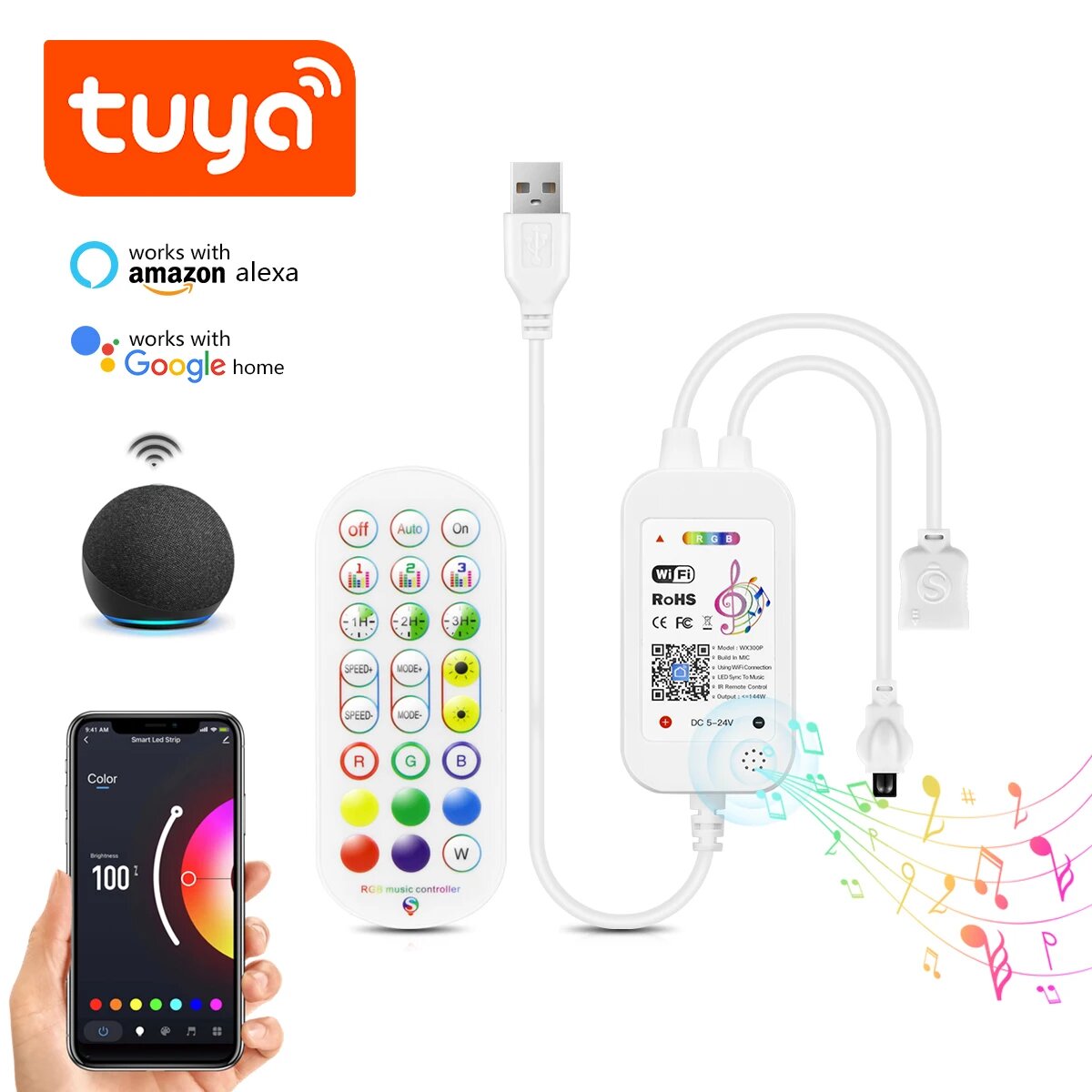 RGB контроллер Tuya 5В 4 контакта