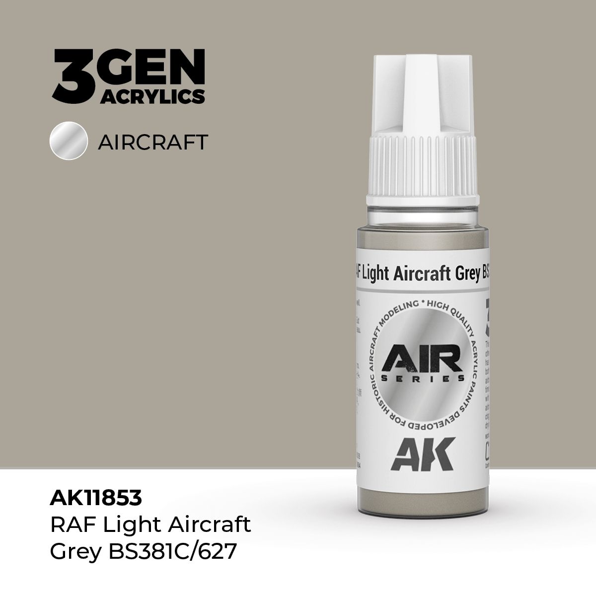Акриловая краска AK Interactive RAF Light Aircraft Grey BS381C/627 AIR, 18мл