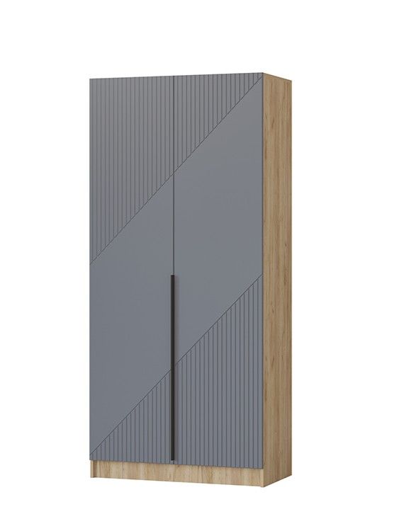 ChairCharm Авис Шкаф двухстворчатый 1,0х2,2х0,520 Дуб Крафт/Графит с золотой ручкой