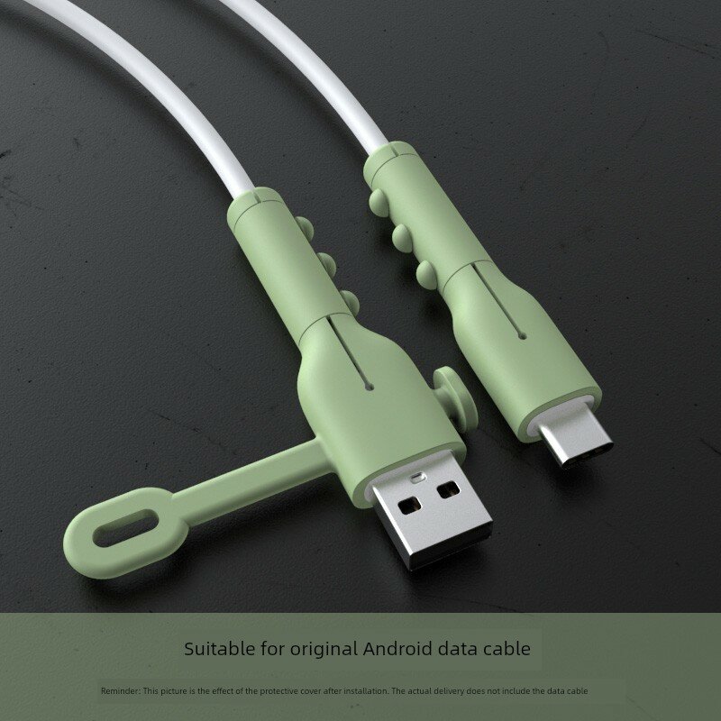 Силиконовый чехол-защита для кабеля Android с двумя концами, 4-е поколение, зеленый - устойчивый к повреждениям и пыли