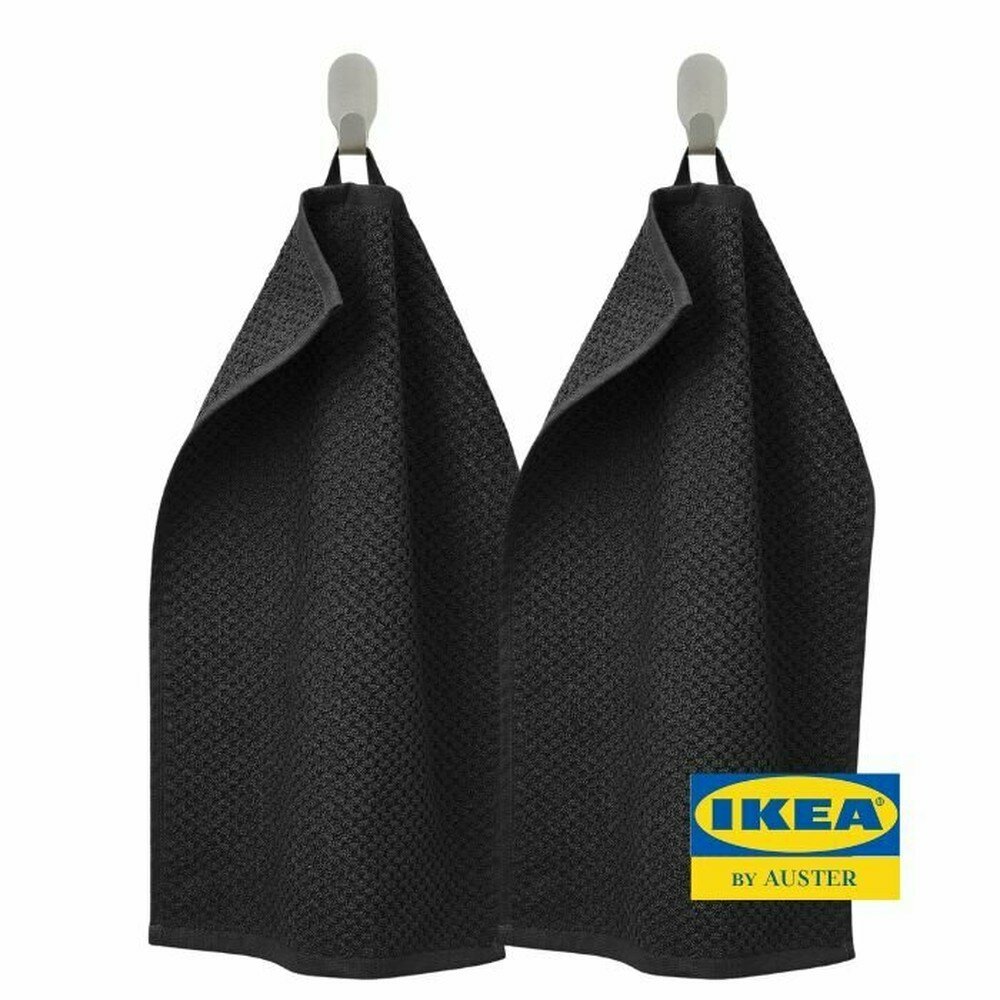 IKEA Набор полотенец для лица, рук или ног gulvial, Хлопок, 30x50 см, черный, 2 шт.