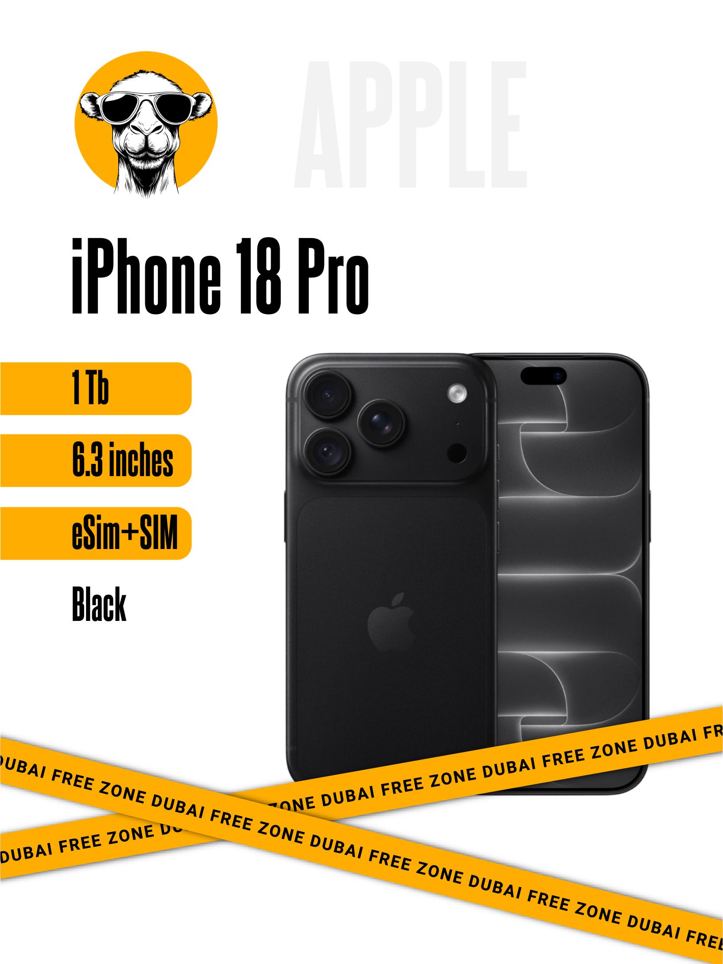 Смартфон iPhone 18 Pro 1TB Black Sim+E-Sim