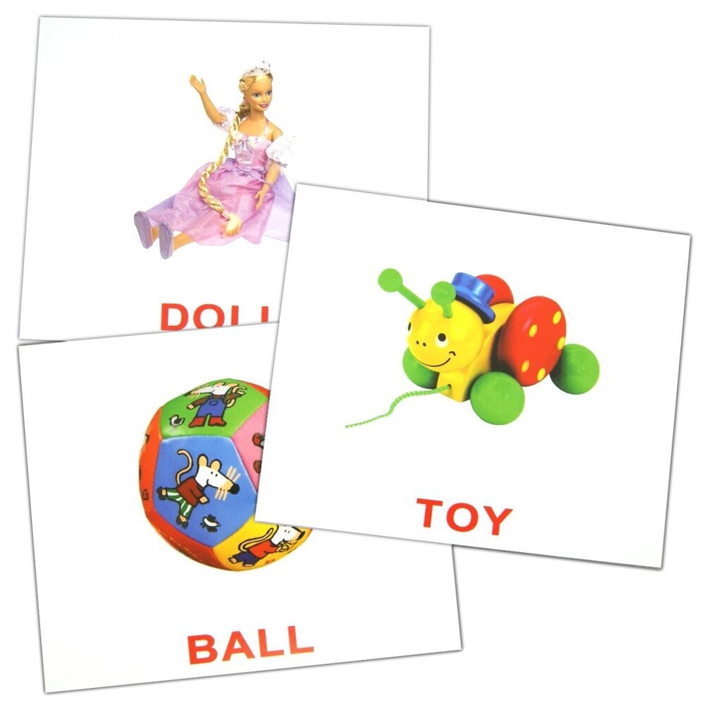 Обучающие двусторонние карточки Мини Вундеркинд с пеленок "Игрушки/Toys с транскрипцией", методика Домана, 40 шт