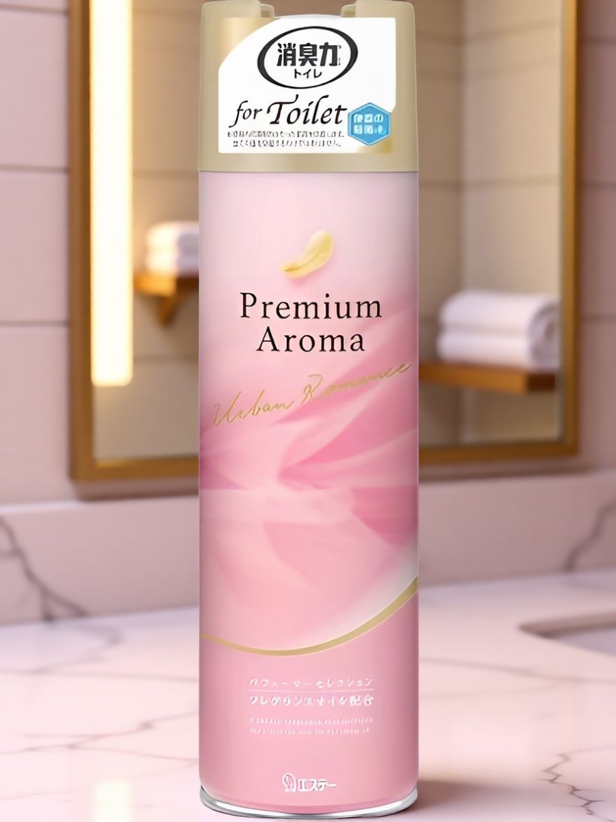 ST SHOSHU RIKI Освежитель воздуха для туалетной и ванной комнаты - Premium Aroma "Городской романс" , аэрозоль с антибактериальным эффектом 365 мл. Япония.