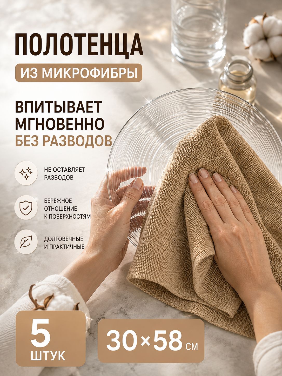 Кухонное полотенце Набор кухонные полотенца Мипао - 5 шт. — комплекты столового текстиля