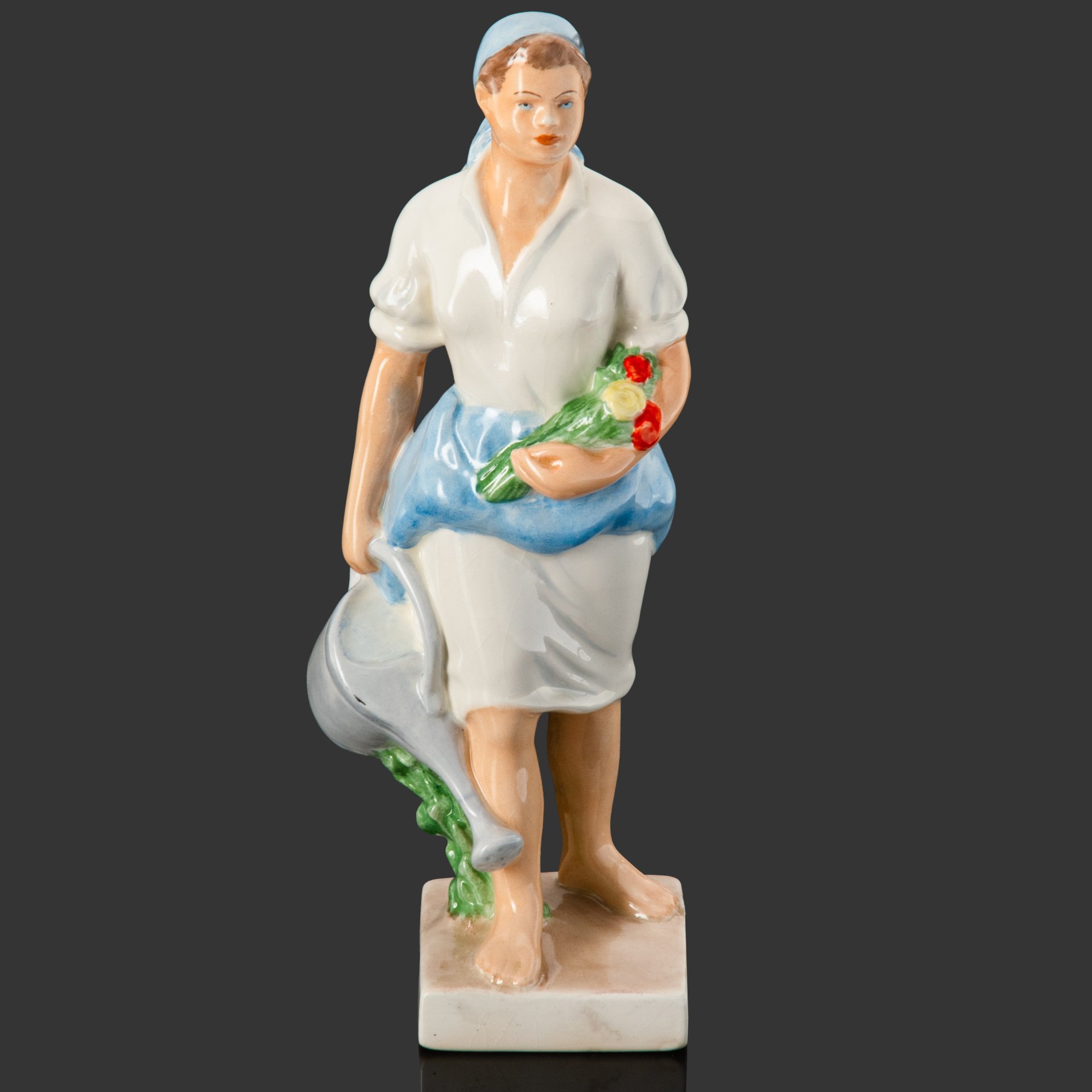 Статуэтка " Цветочница", Granih, фаянс, роспись, Западная Европа, 1950-1980 гг.