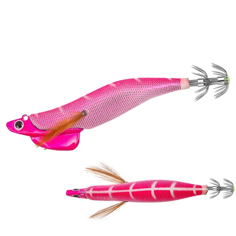 SQUID KING Глубоководная деревянная креветка-приманка для кальмара с флуоресцентным светодиодом, 40г,