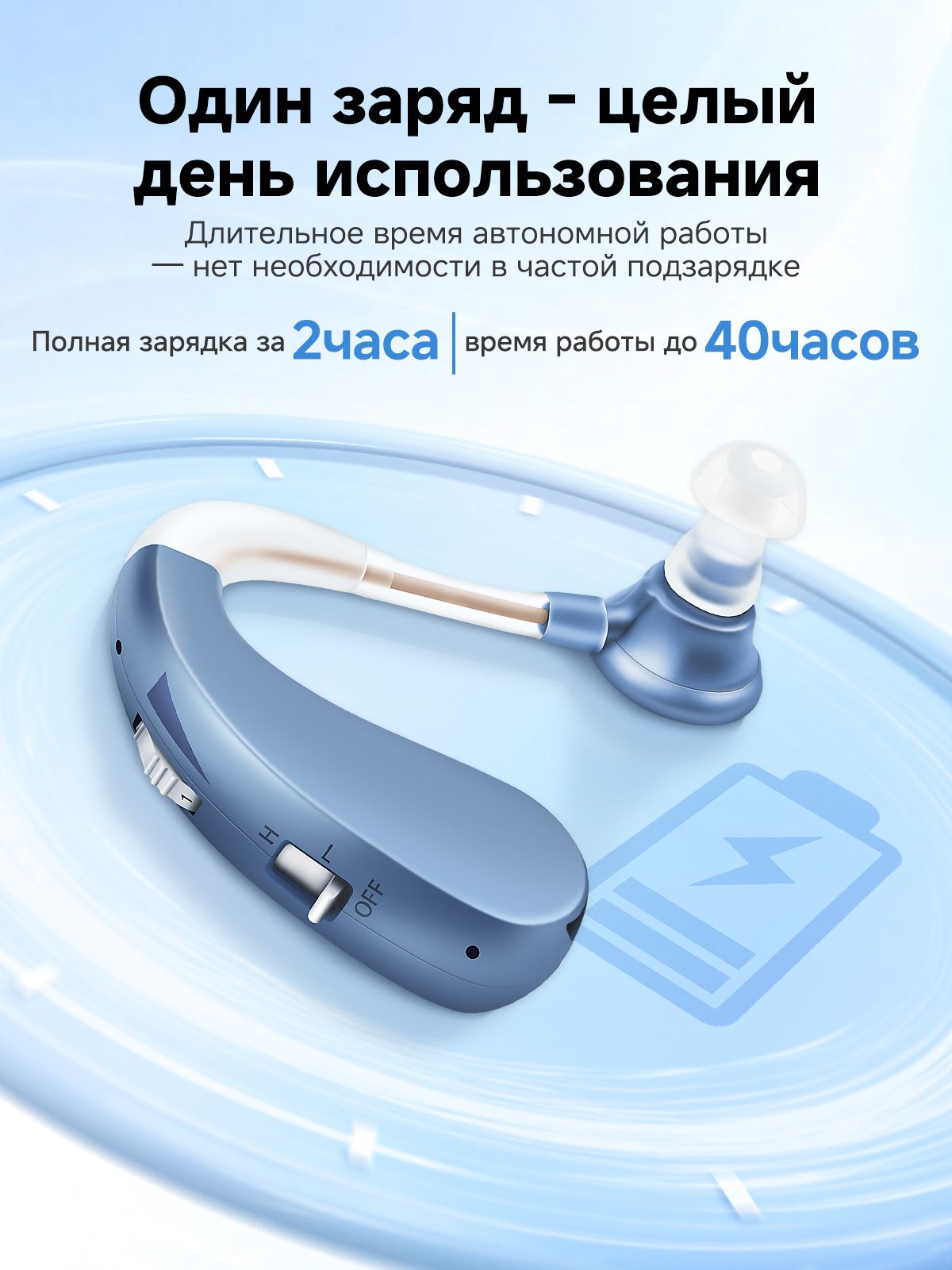 Цифровой усилитель слуха на аккумуляторе для пожилых и взрослых людей VHP-1204