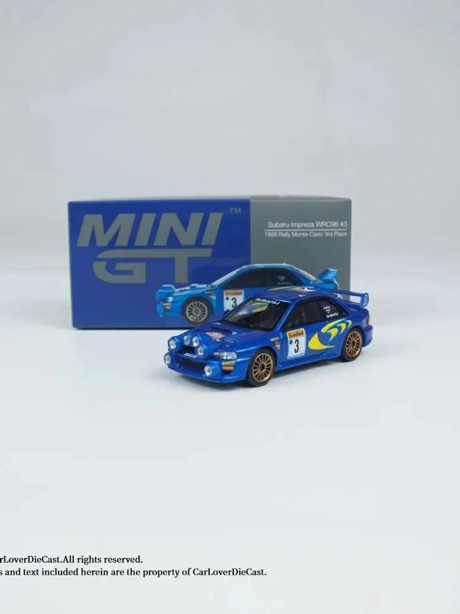 Машинка TSM MiniGT 1/64 #975 Subaru Impreza WRC98 1998 Rally Monte-Carlo 3rd Place #3 Die-cast Alloy Car Model Toy Gift