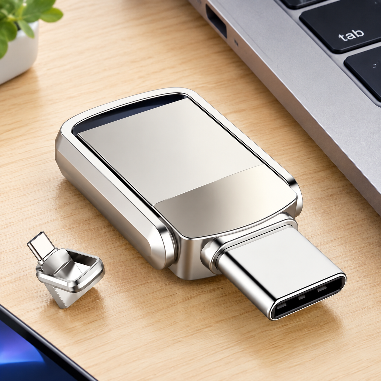 USB-накопитель Type-C 2ТБ, OTG (Цвет товара: серебристый)